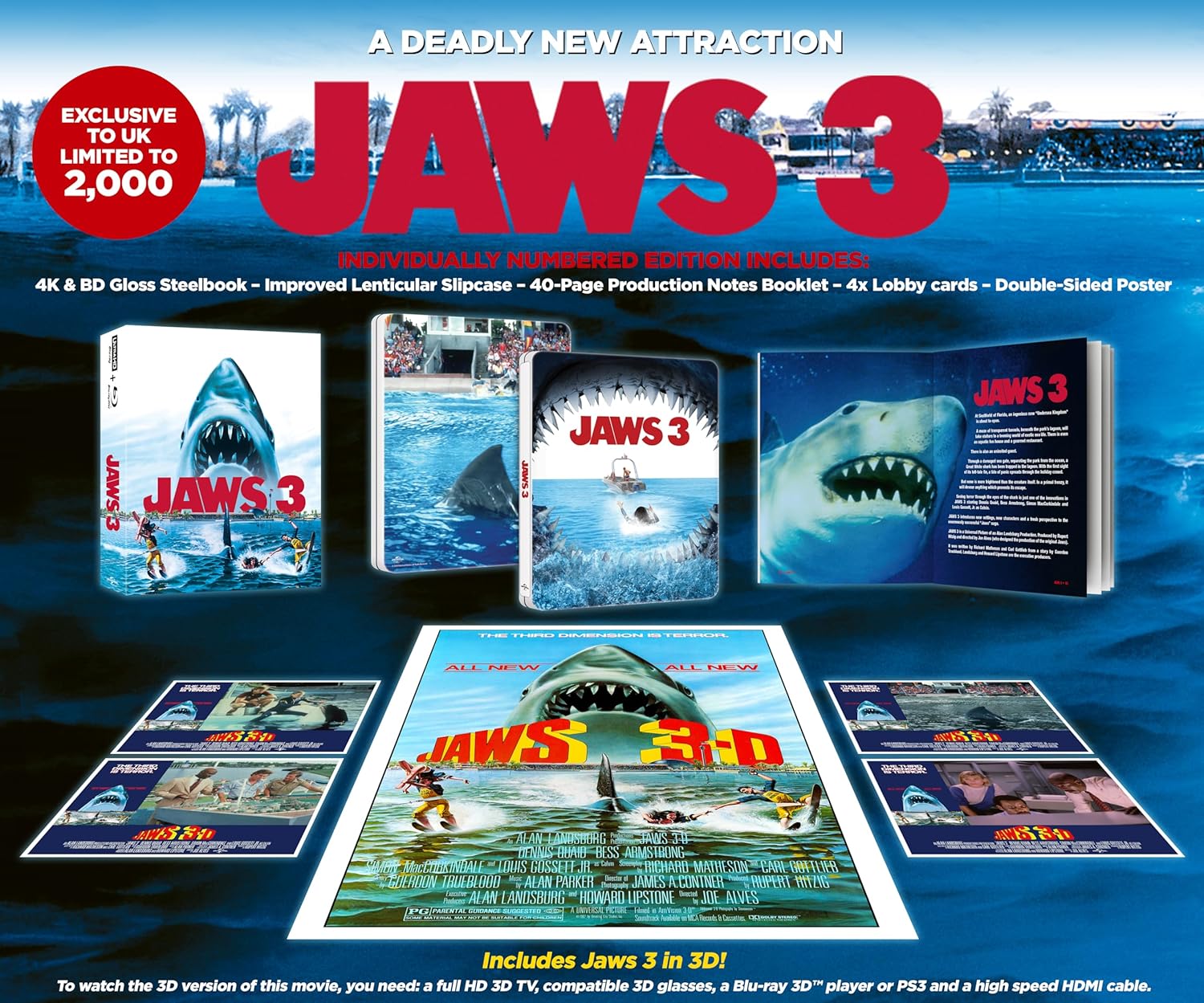 Sneaky shark sequel "Jaws 3" is getting a 4K Collectors Edition Steelbook release in July ...